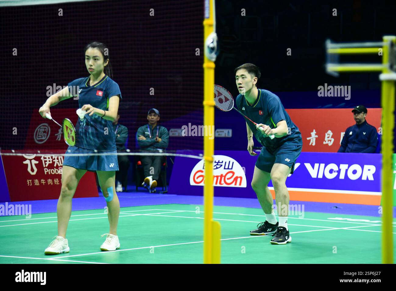 QINGDAO, CHINA - FEBRUARY 14, 2025 - Chinese players Li Hong YI and BAO ...