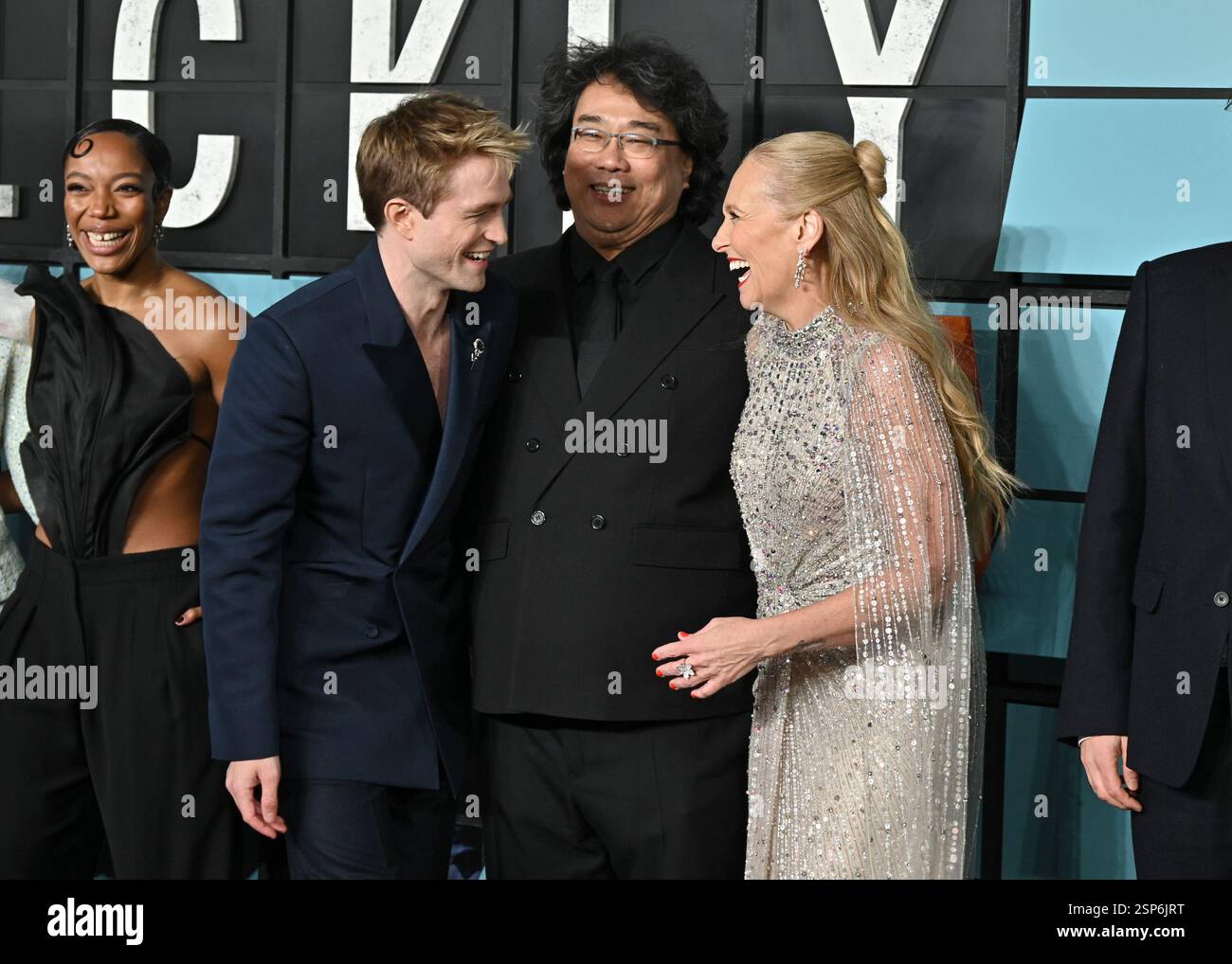 London, UK. 13th Feb, 2025. Naomi Ackie, Robert Pattinson, Bong Joon Ho ...