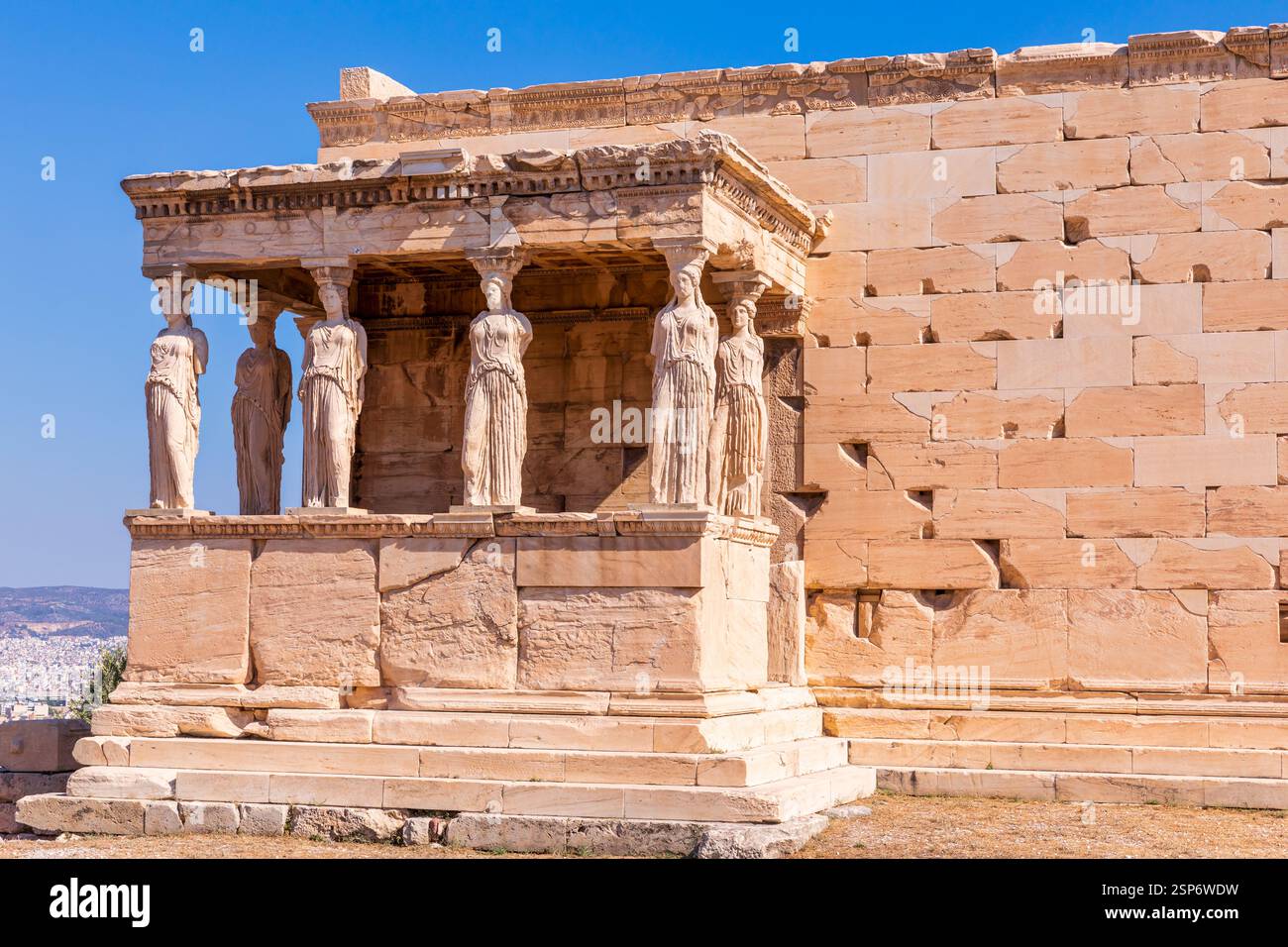 Caryatids at the Erechtheion on the Acropolis, Athens, Greece Stock ...