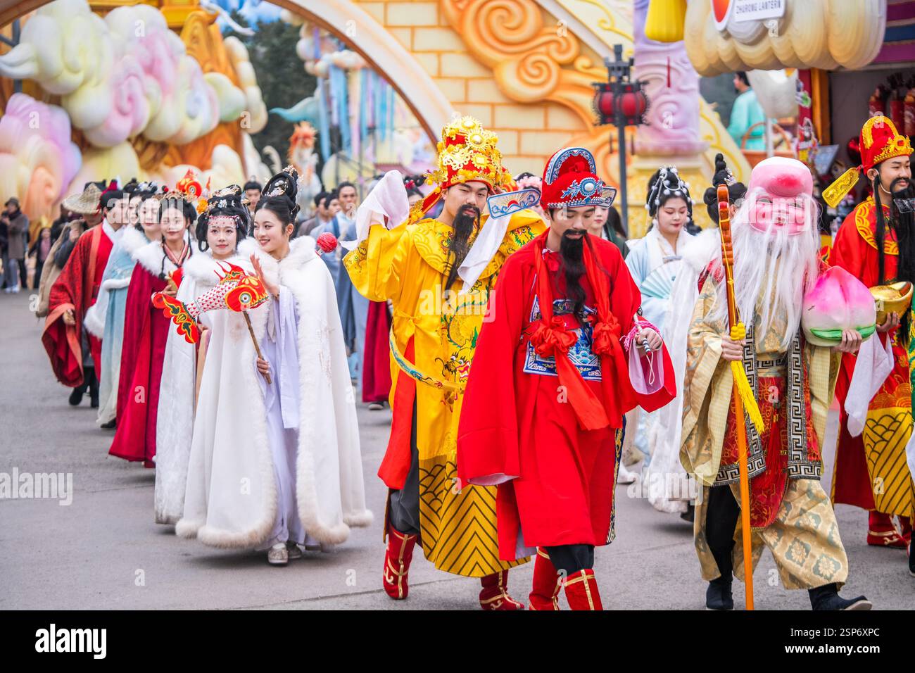 Tourists celebrate the Lantern Festival at the Zigong International ...