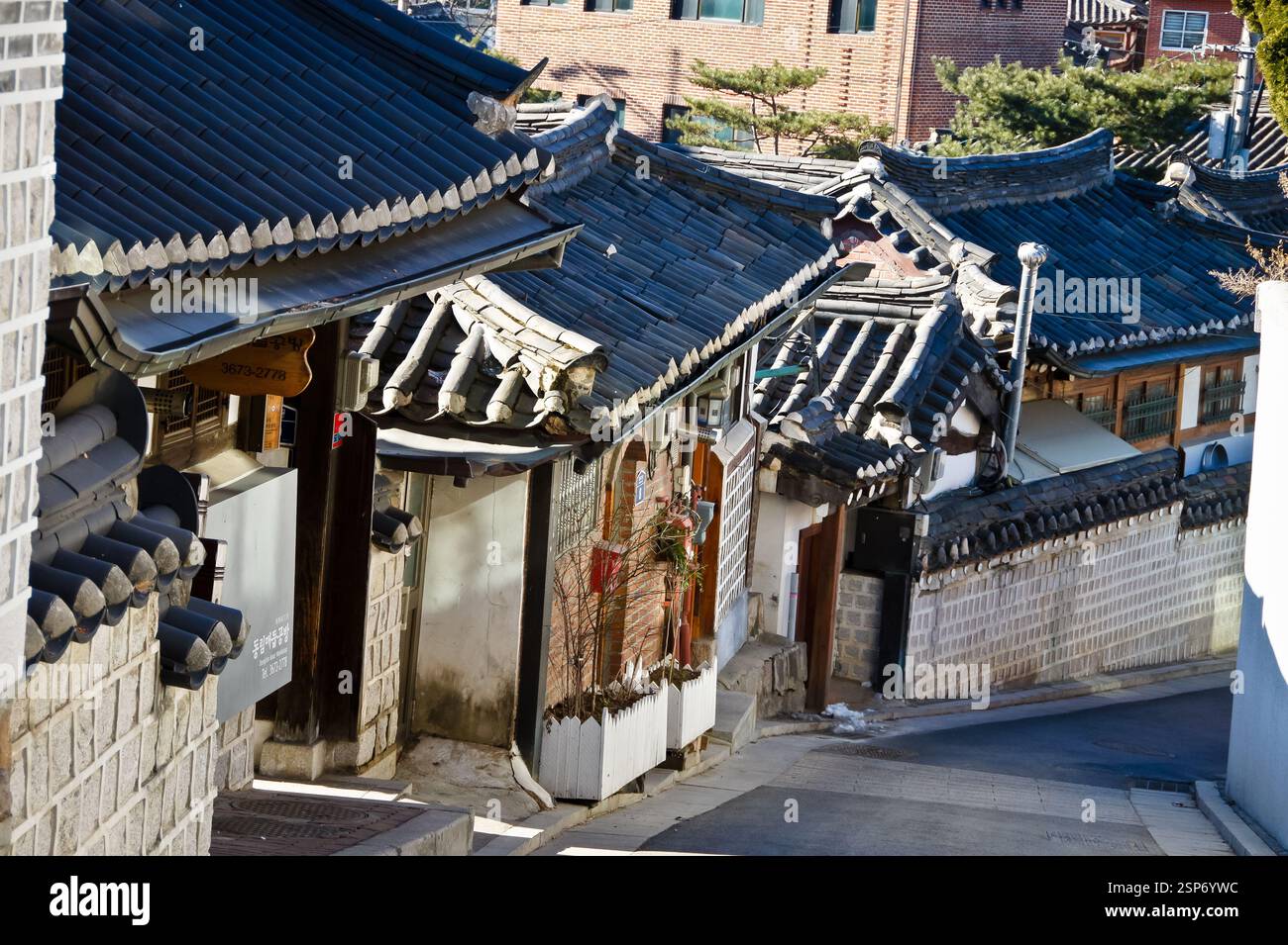 Bukchon Hanok Village, South Korea. Traditional Korean houses with ...