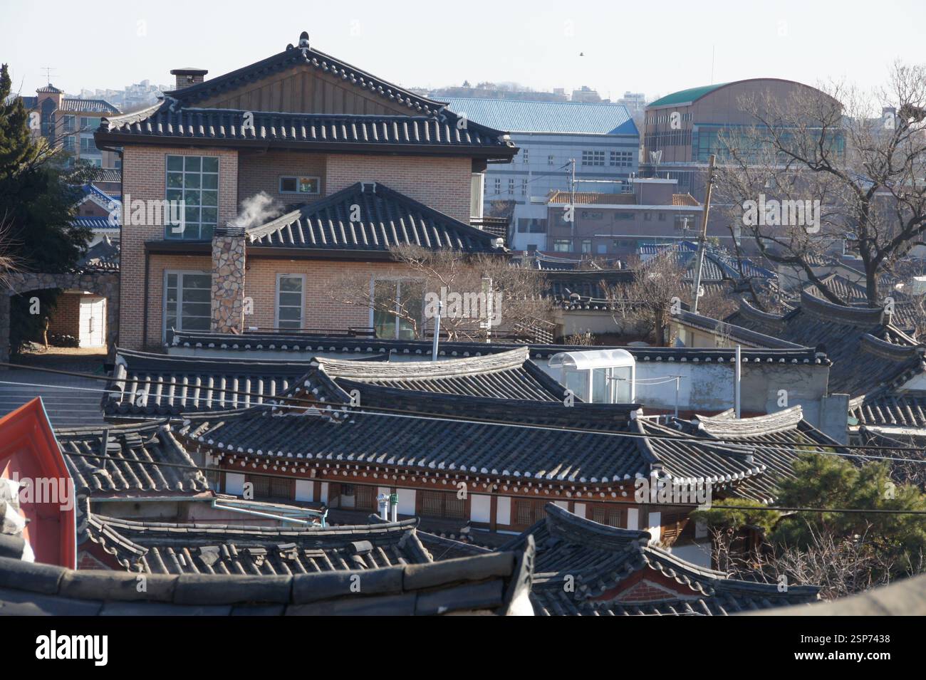 Panoramic view of historical Bukchon Hanok Village in South Korea ...