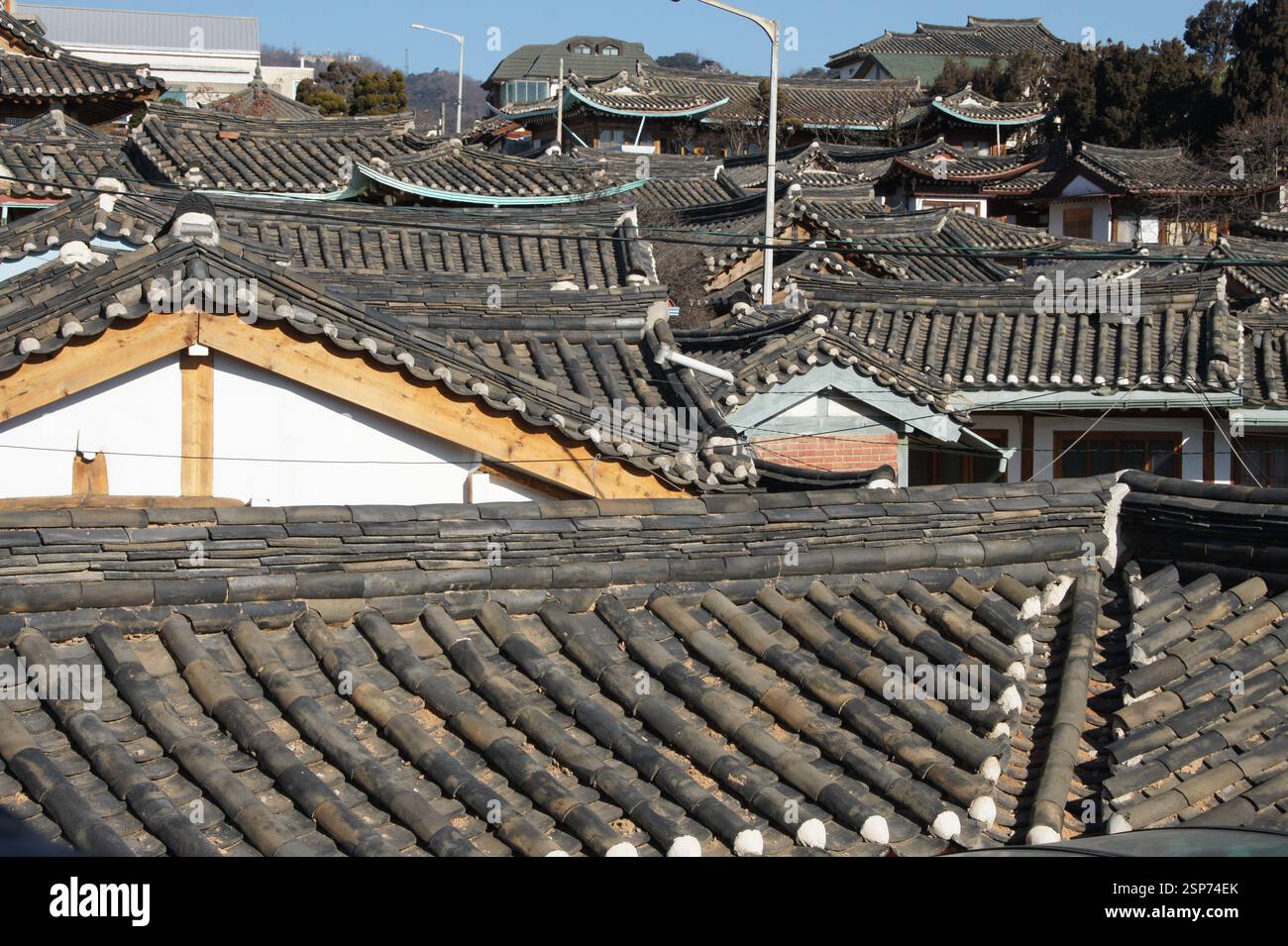 Bukchon Hanok Village, South Korea. Traditional Korean houses with ...