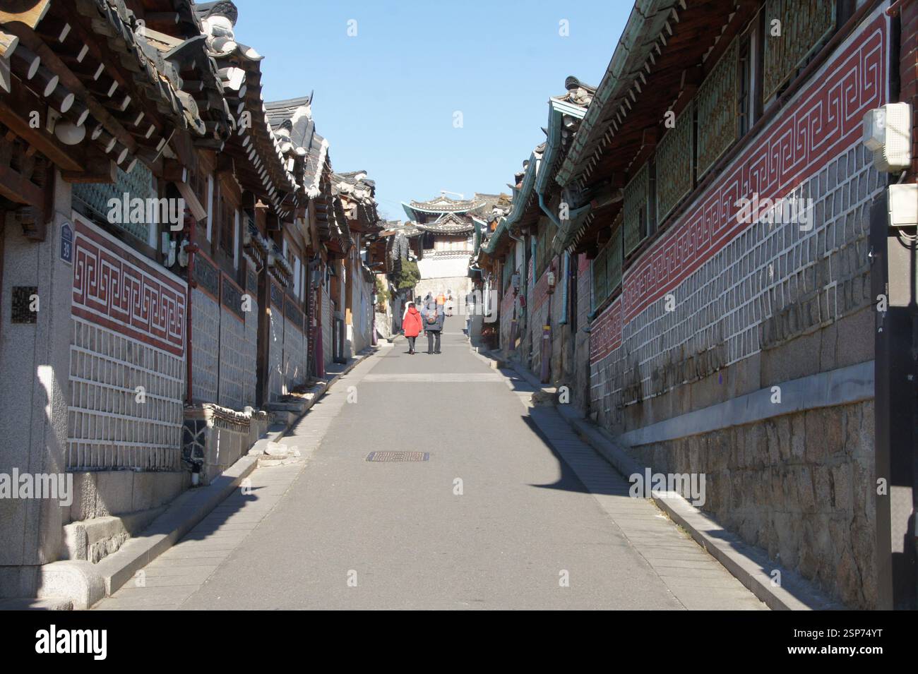 Bukchon Hanok Village, South Korea. Traditional Korean houses line a ...