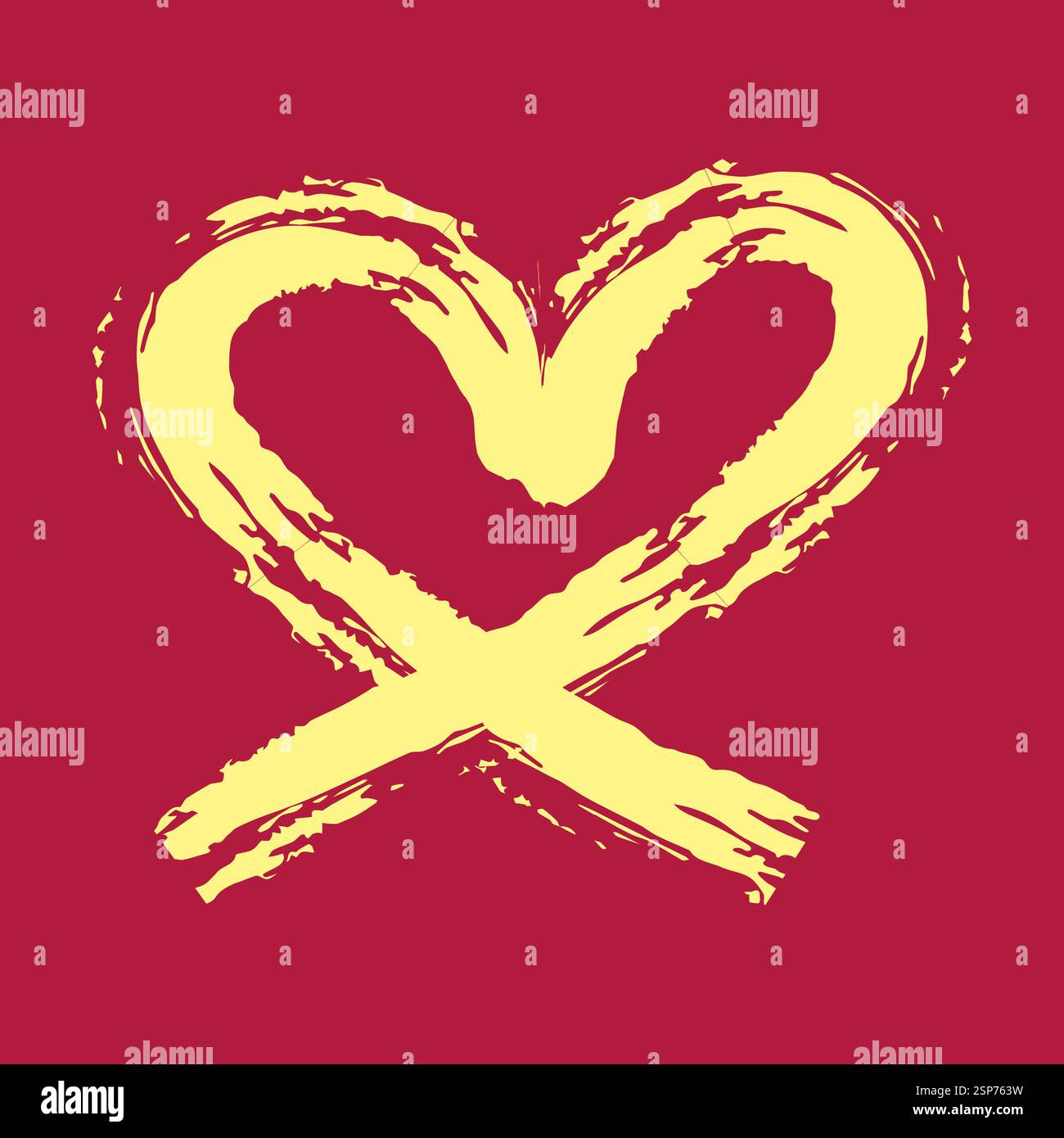 Valentine's Day heart made with a dry, rough-textured brush. Pink ...