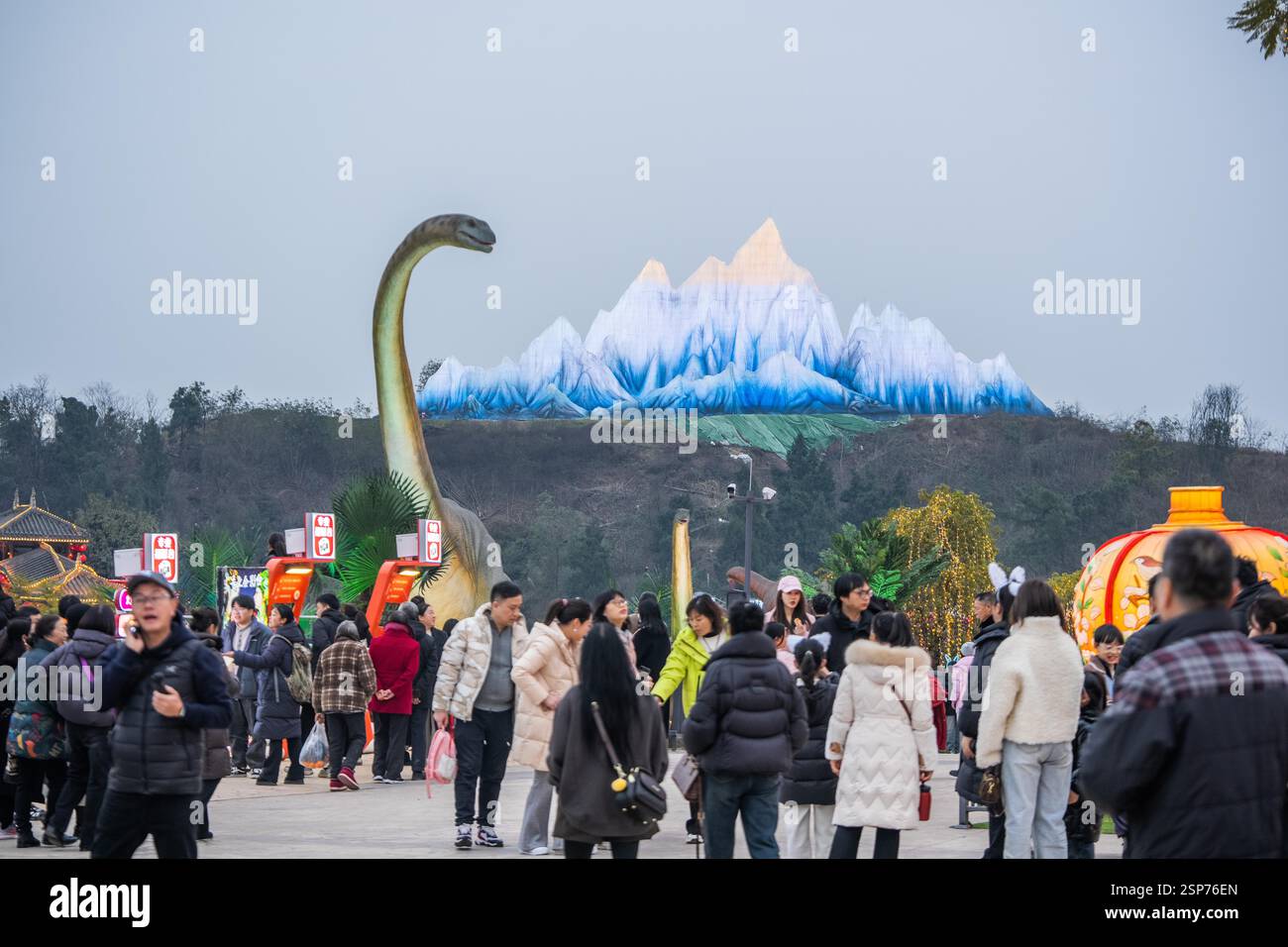 Tourists celebrate the Lantern Festival at the Zigong International ...