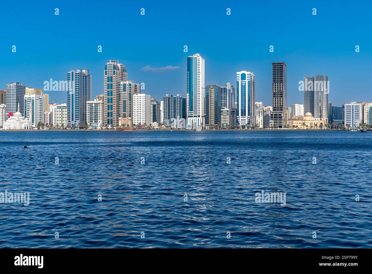The modern skyline of Sharjah, north of Dubai in the United Arab ...