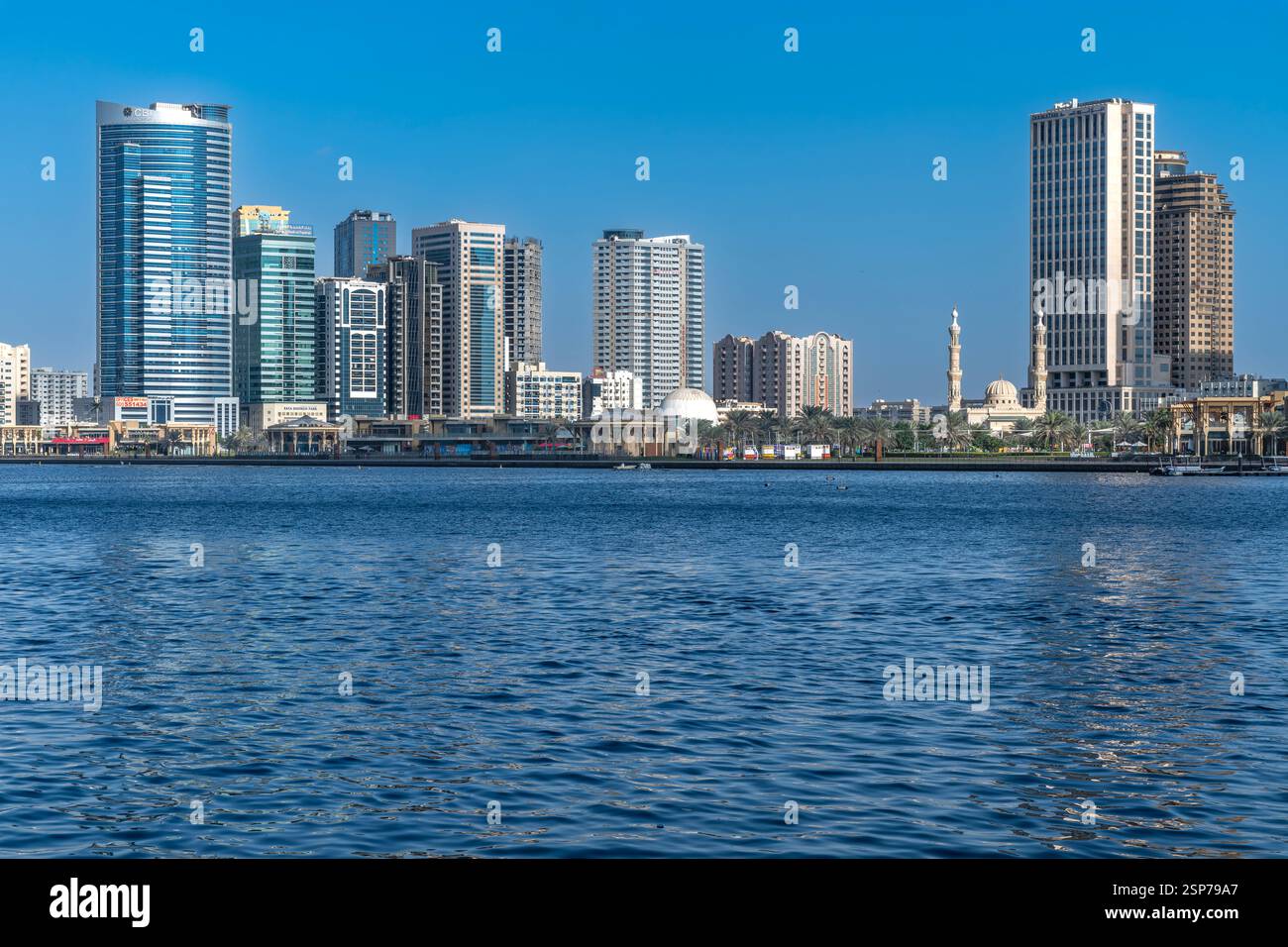 The modern skyline of Sharjah, north of Dubai in the United Arab ...
