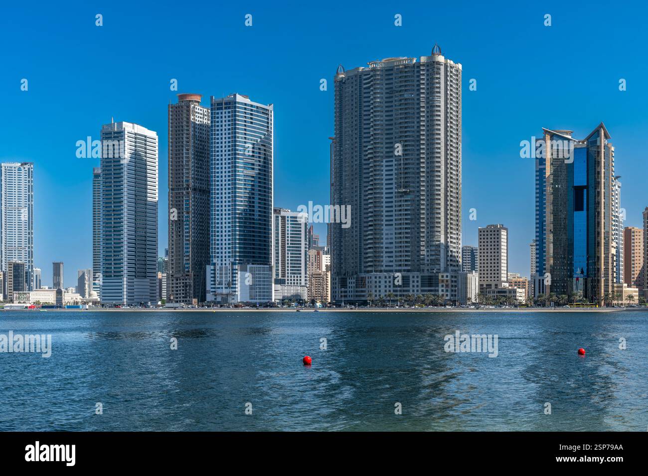 The modern skyline of Sharjah, north of Dubai in the United Arab ...