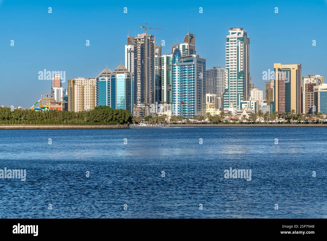 The United Arab Emirates city of Sharjah, north of Dubai. Showing its ...