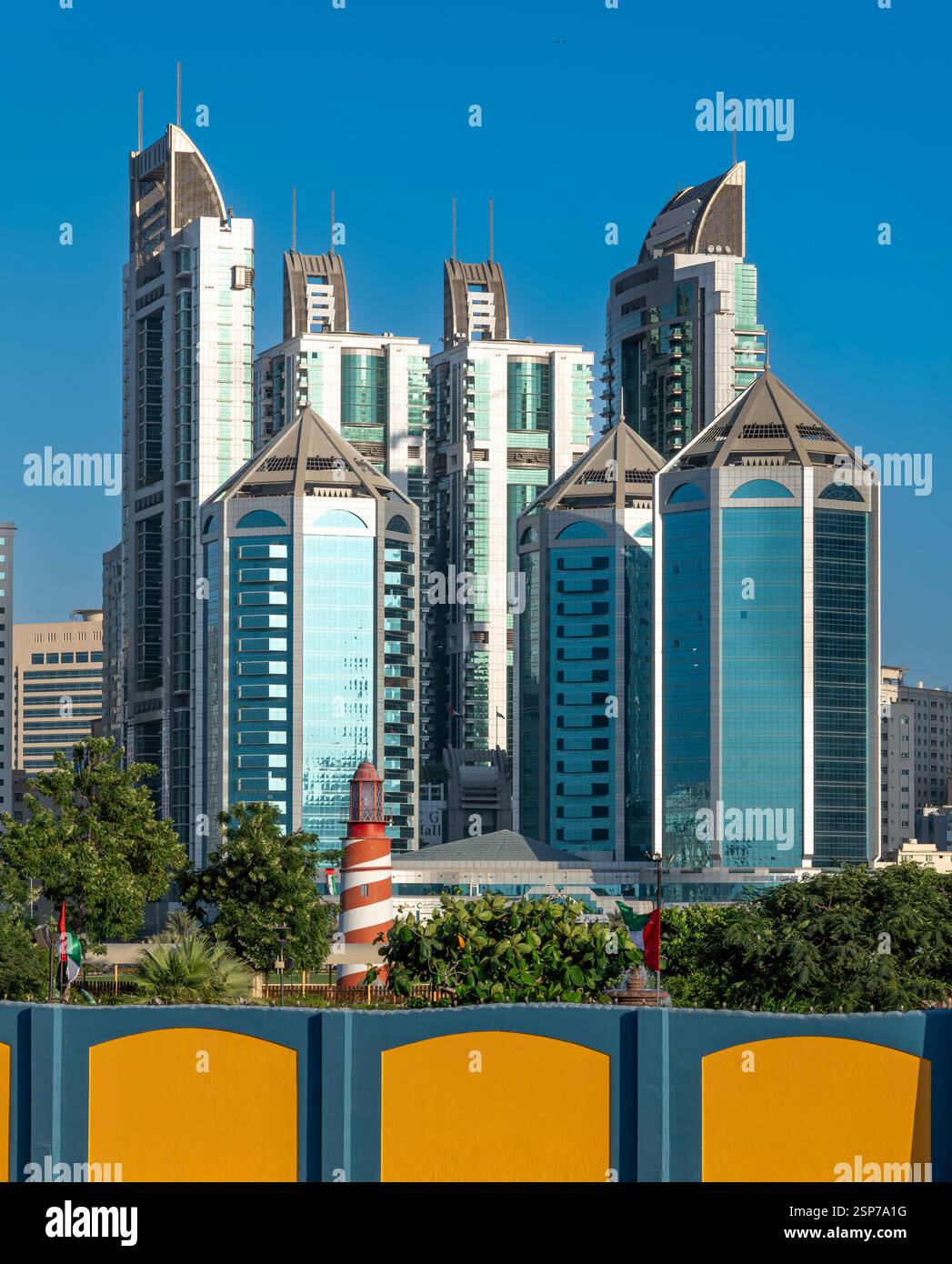 The distinctive three matching towers that are in the shape of pencil ...