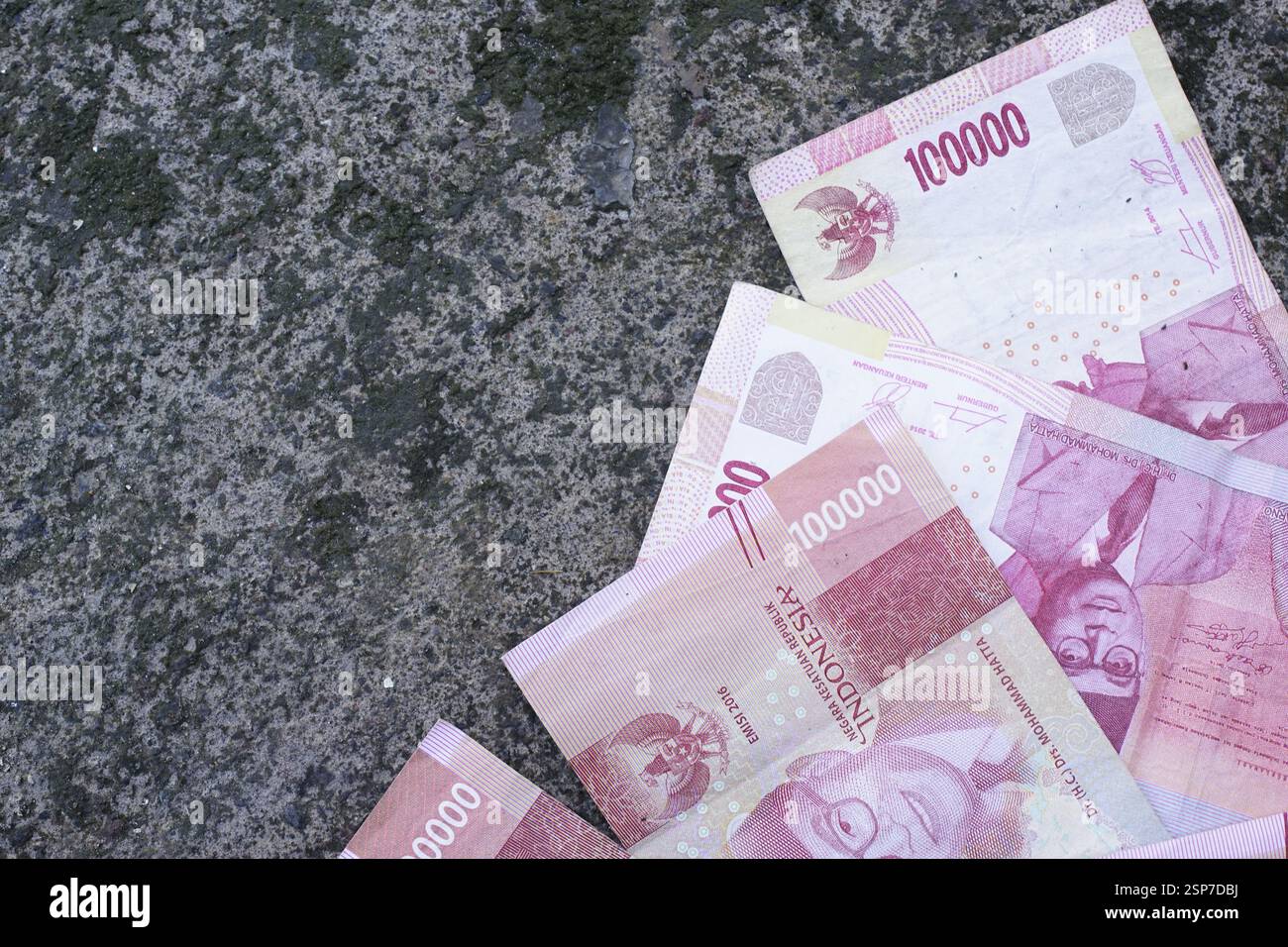 Indonesian money is neatly lined up with various denominations Stock ...