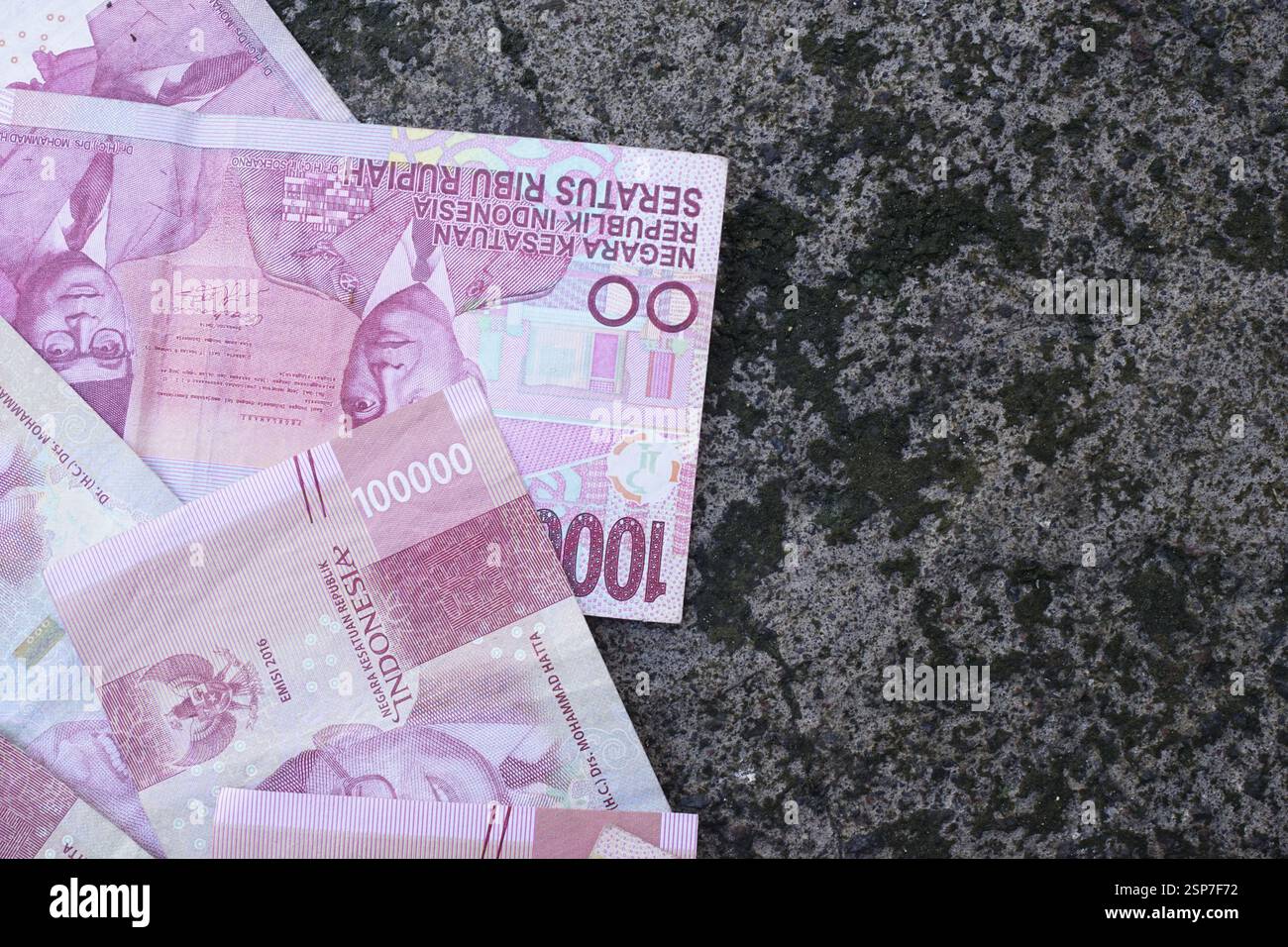 Indonesian money is neatly lined up with various denominations Stock ...