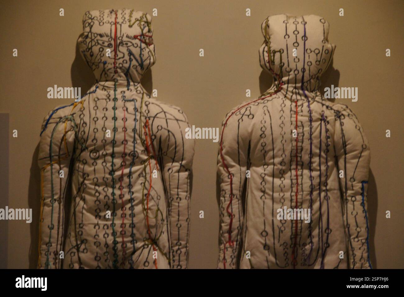 Acupuncture models South Korea. White fabric mannequins with colored ...