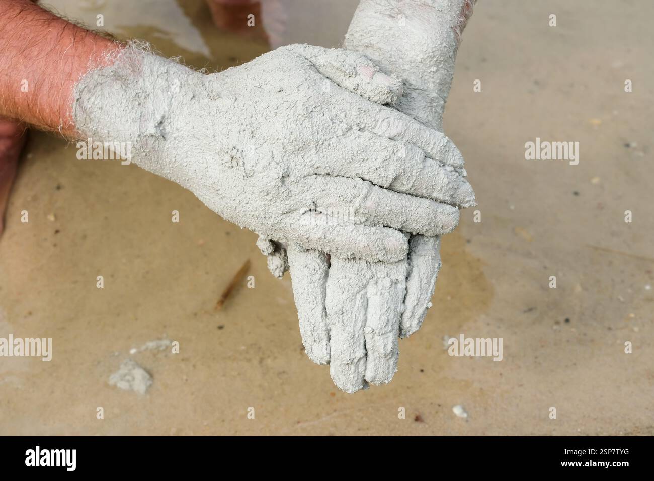 Human hands with clay. Mud baths with blue clay. Unique blue clay from ...