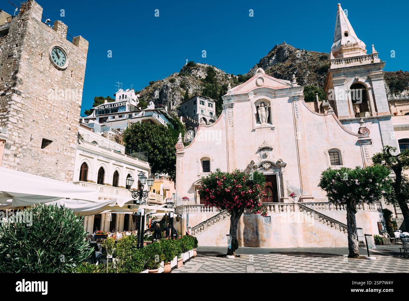 Main square in Taormina, Sicily, Italy Stock Photo - Alamy