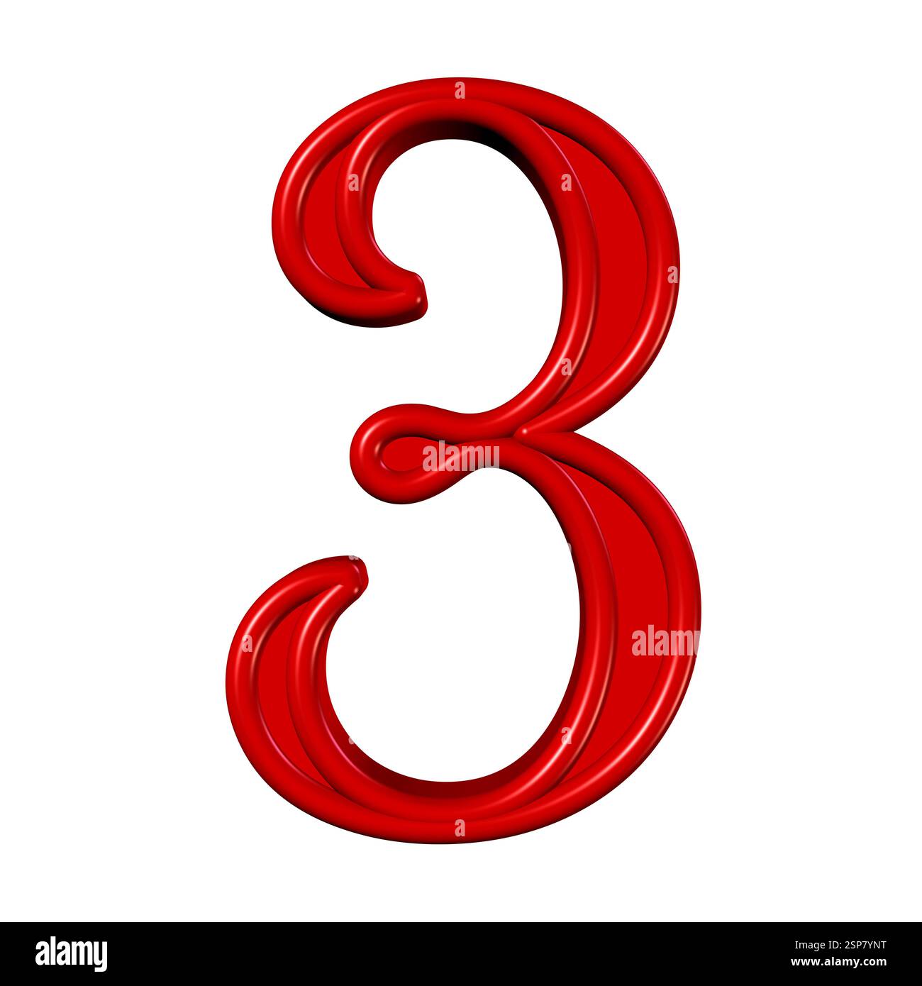 Red digit three against white background Stock Photo - Alamy