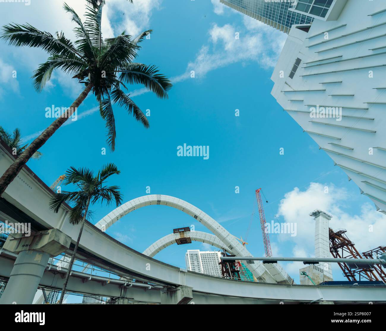 City downtown bridge miami world center Stock Photo - Alamy