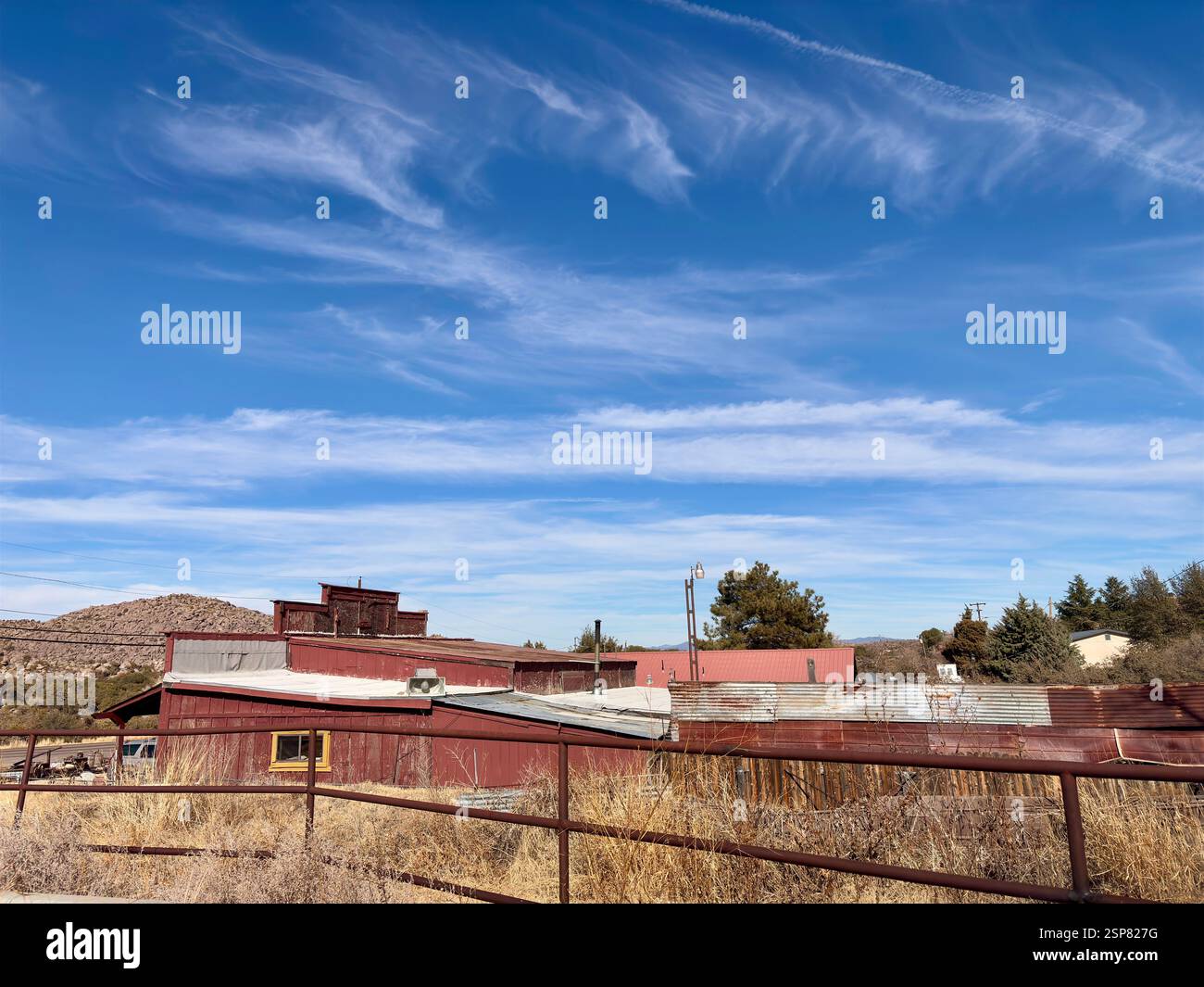 Rustic, weathered western red barn in Arizona with metal roofing Stock ...