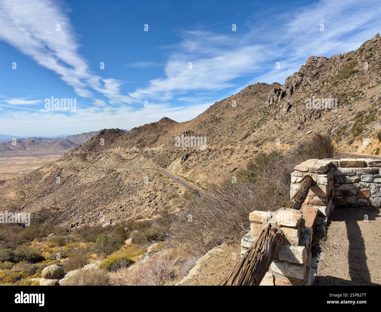 Scenic desert mountain overlook in Arizona with a winding road Stock ...