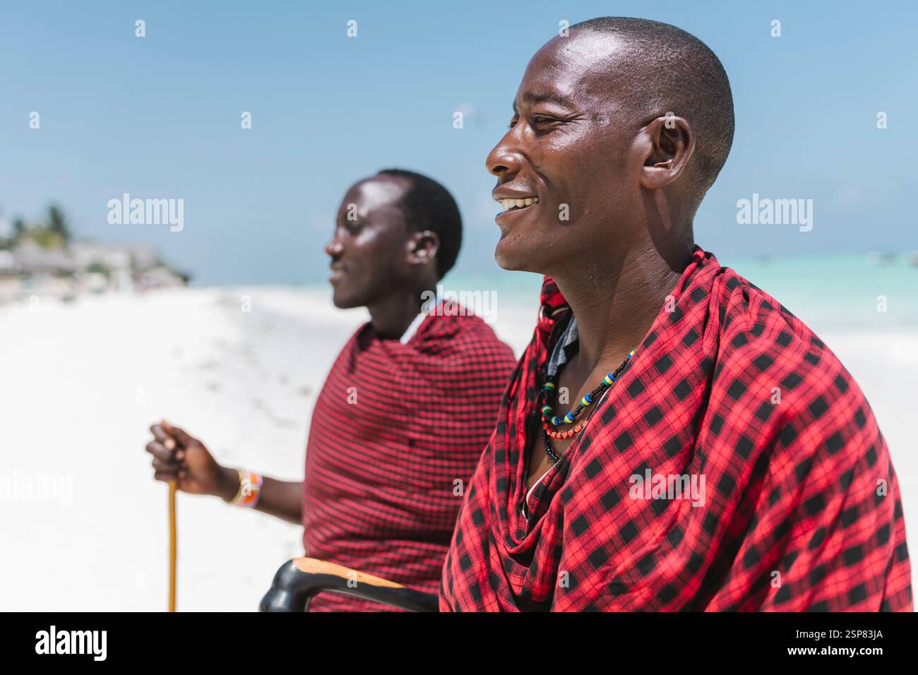 Ethic african men looking at horizon in the beach Stock Photo - Alamy