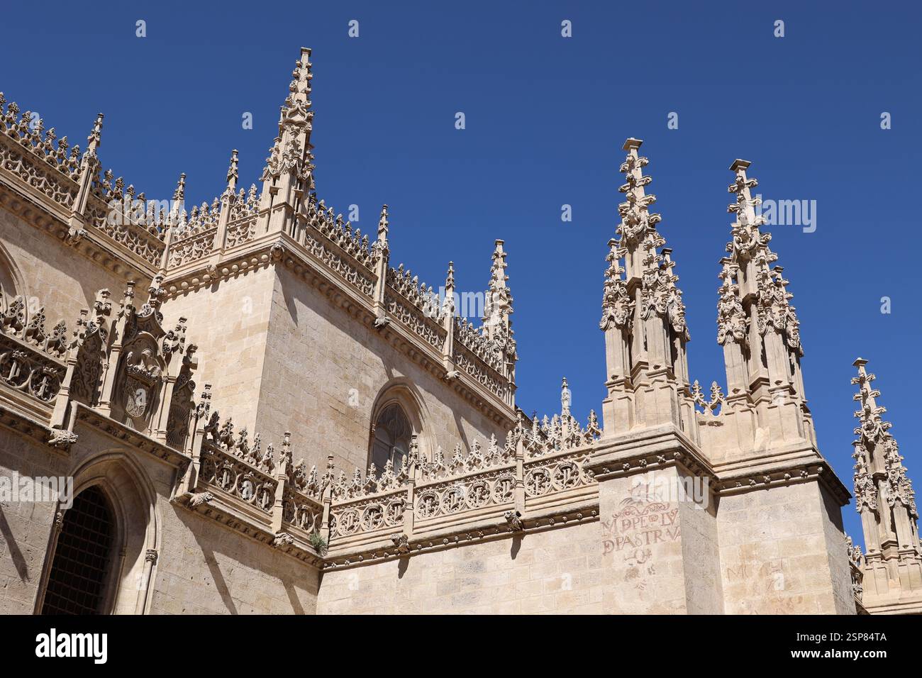 Detail of the Gothic architecture of the Capilla Real-Royal Chapel of ...