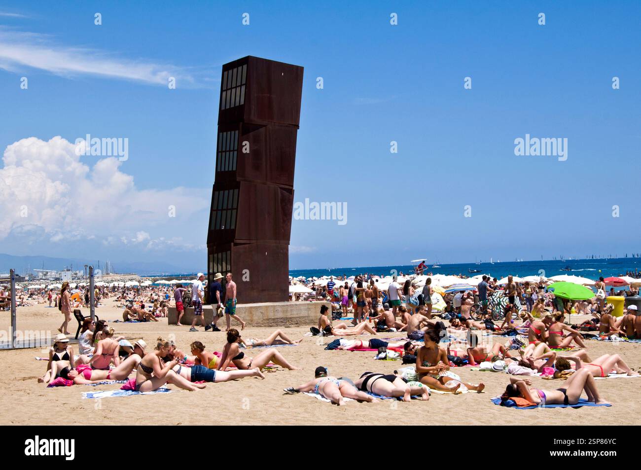 Beautiful late spring day in Barceloneta beach, Estel ferit or Wond ...