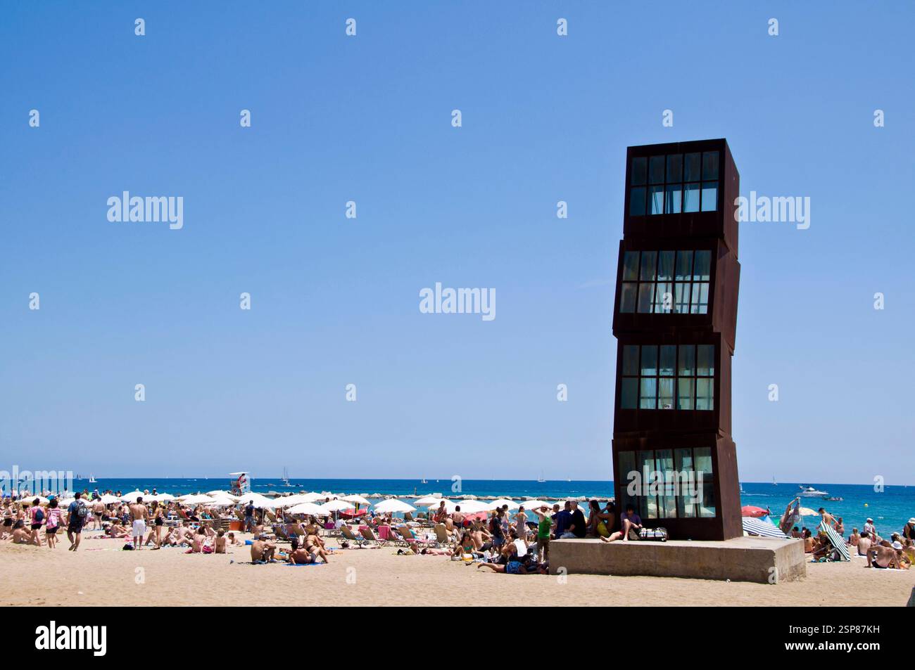 Beautiful late spring day in Barceloneta beach, Estel ferit or Wond ...