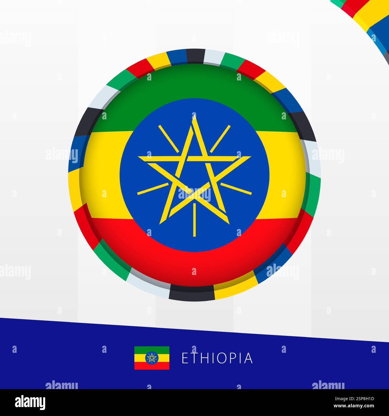 Ethiopia Flag with Colorful Circle Border. Vector icon Stock Vector ...