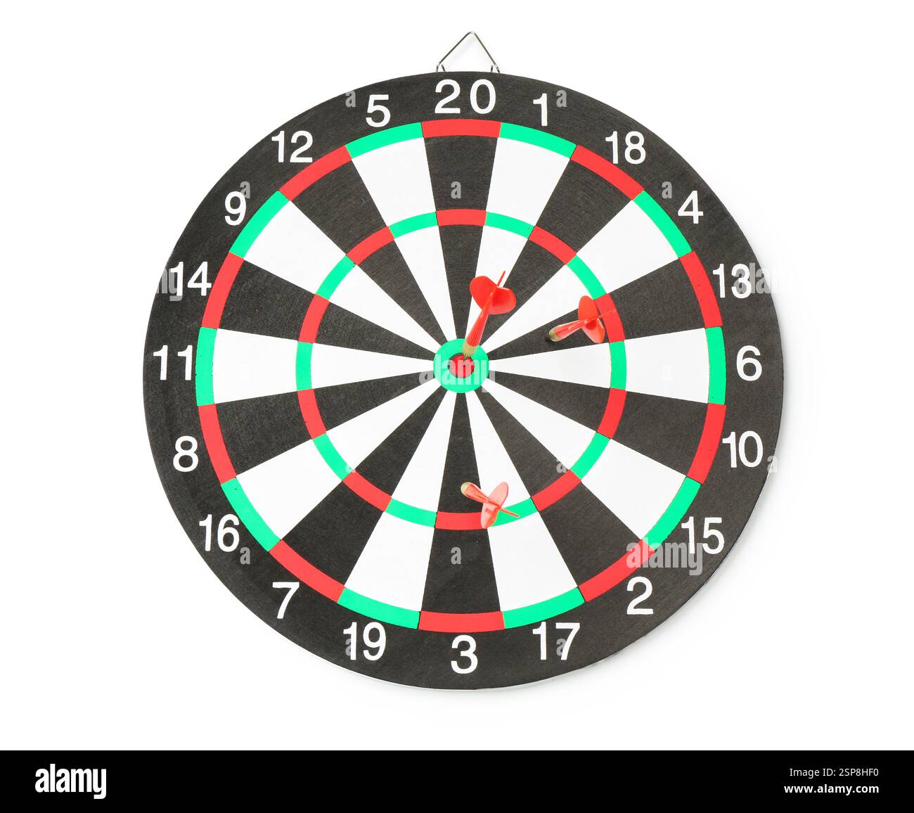 Dart board with red arrows hitting target isolated on white Stock Photo ...