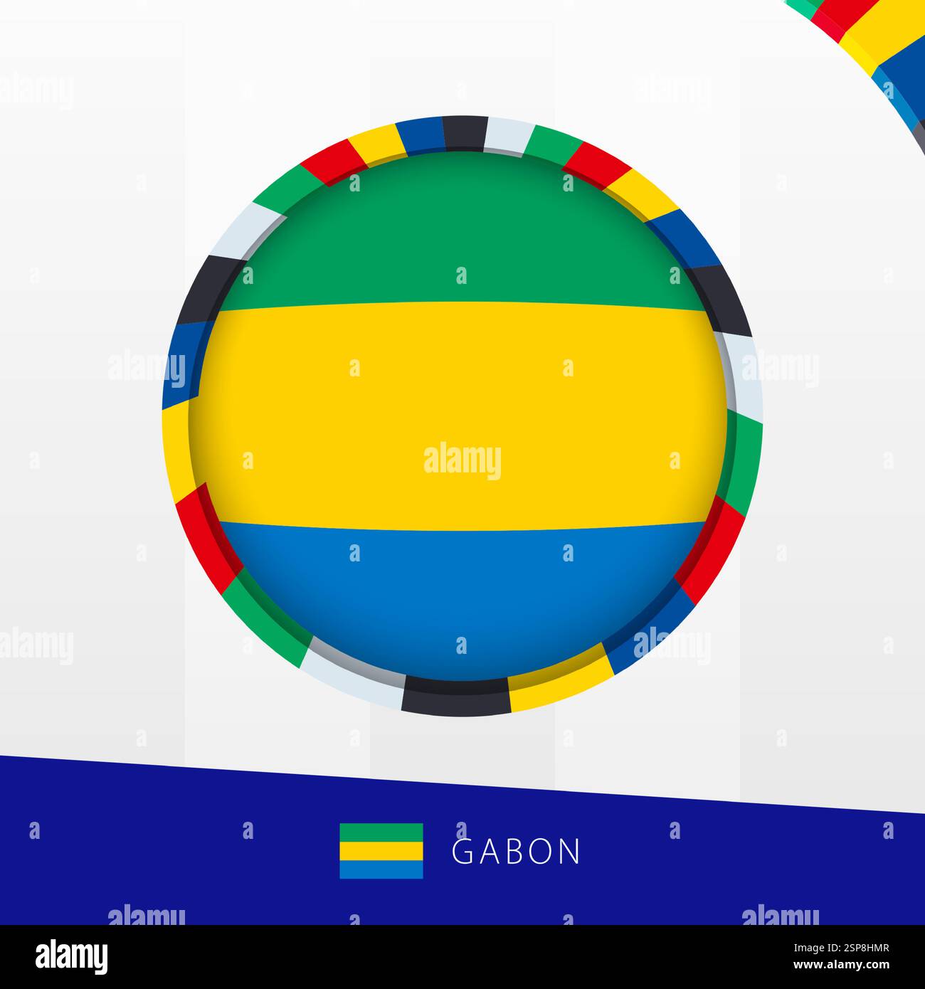 Gabon Flag with Colorful Circle Border. Vector icon Stock Vector Image ...