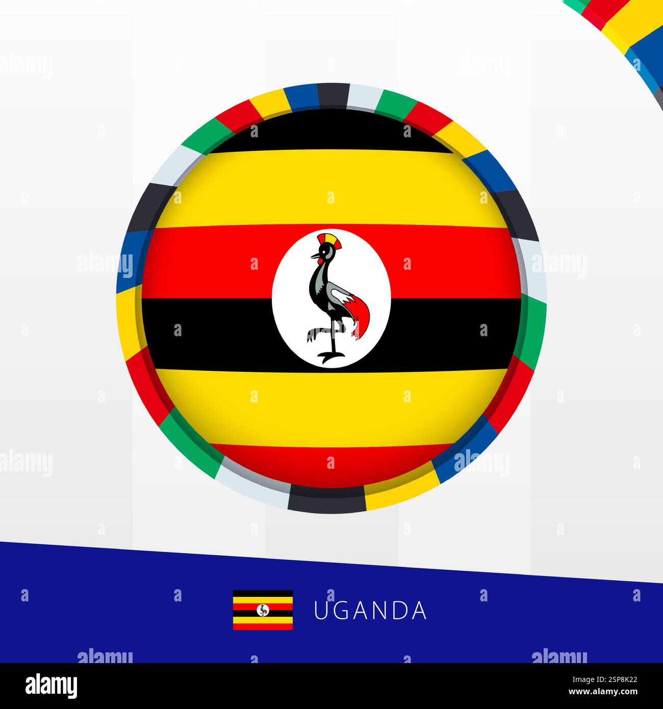 Uganda Flag with Colorful Circle Border. Vector icon Stock Vector Image ...