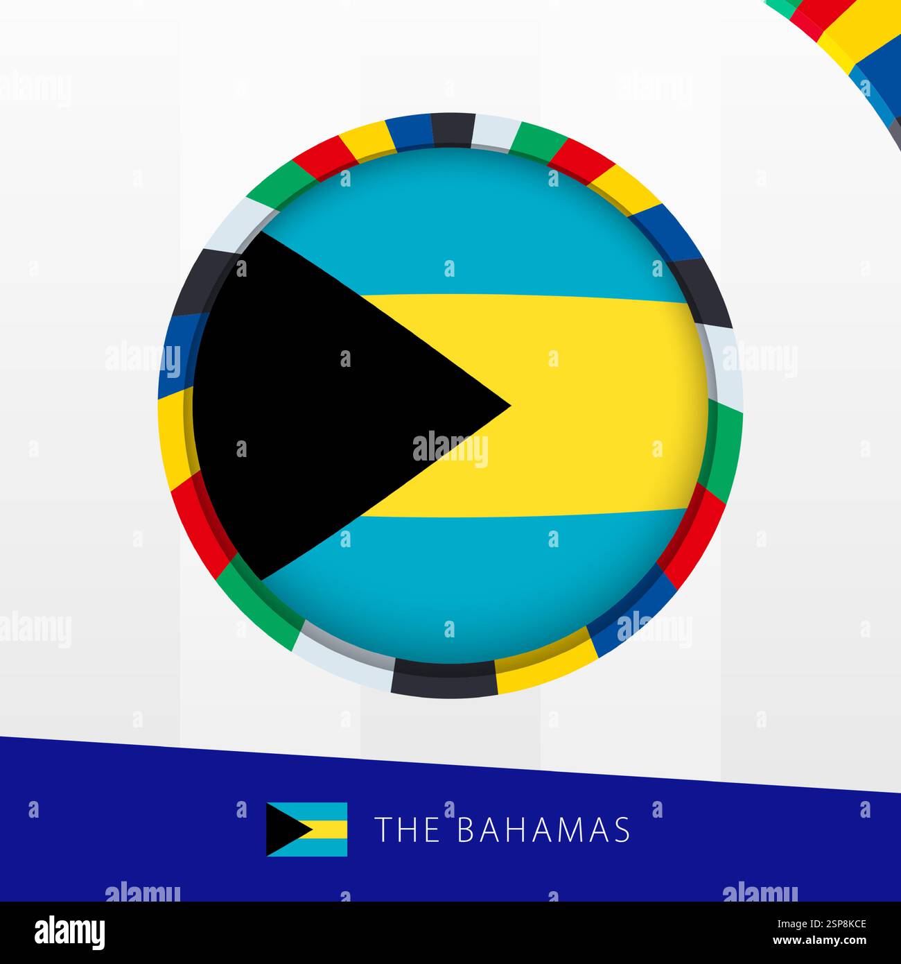 The Bahamas Flag with Colorful Circle Border. Vector icon Stock Vector ...