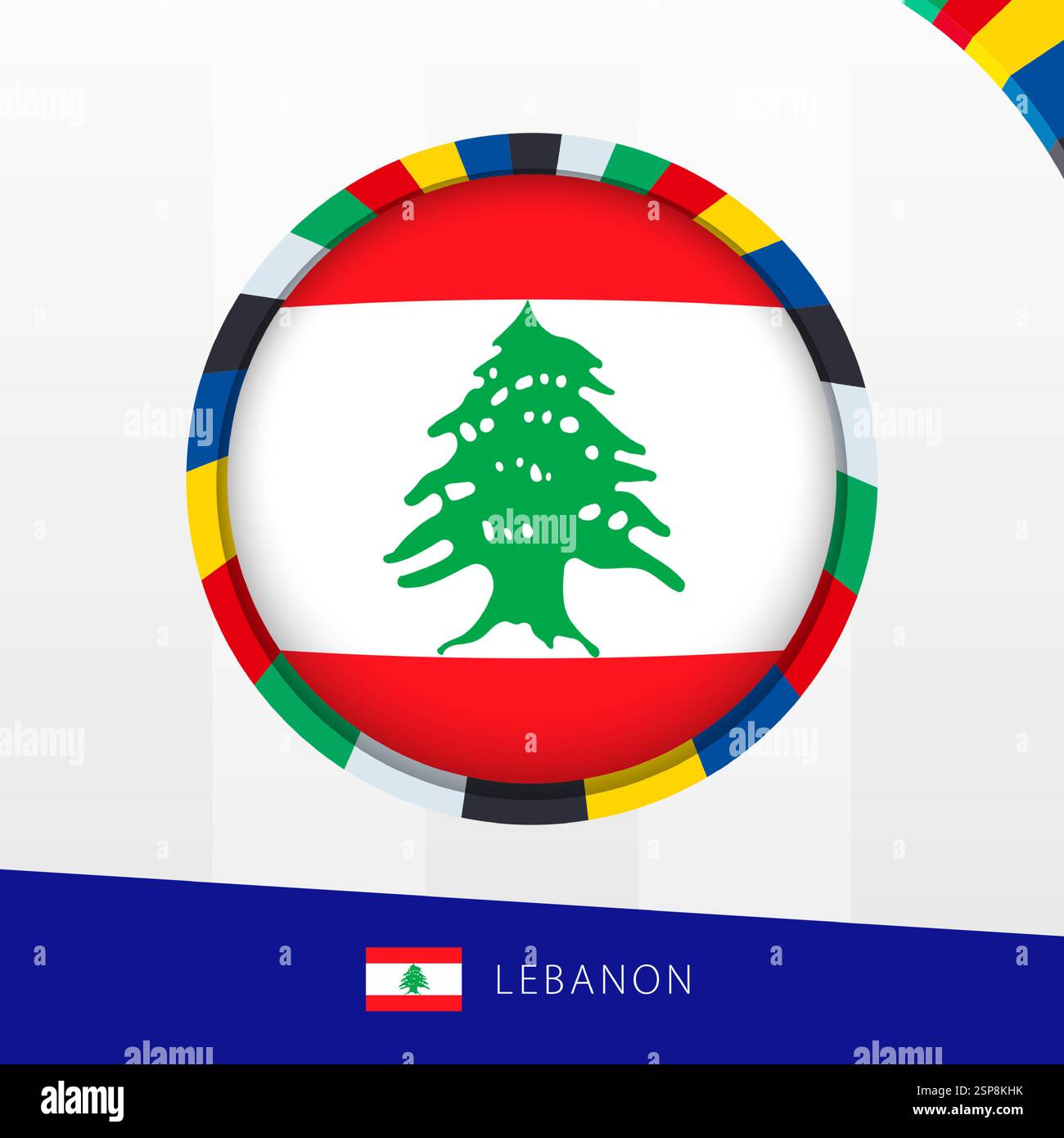 Lebanon Flag with Colorful Circle Border. Vector icon Stock Vector ...