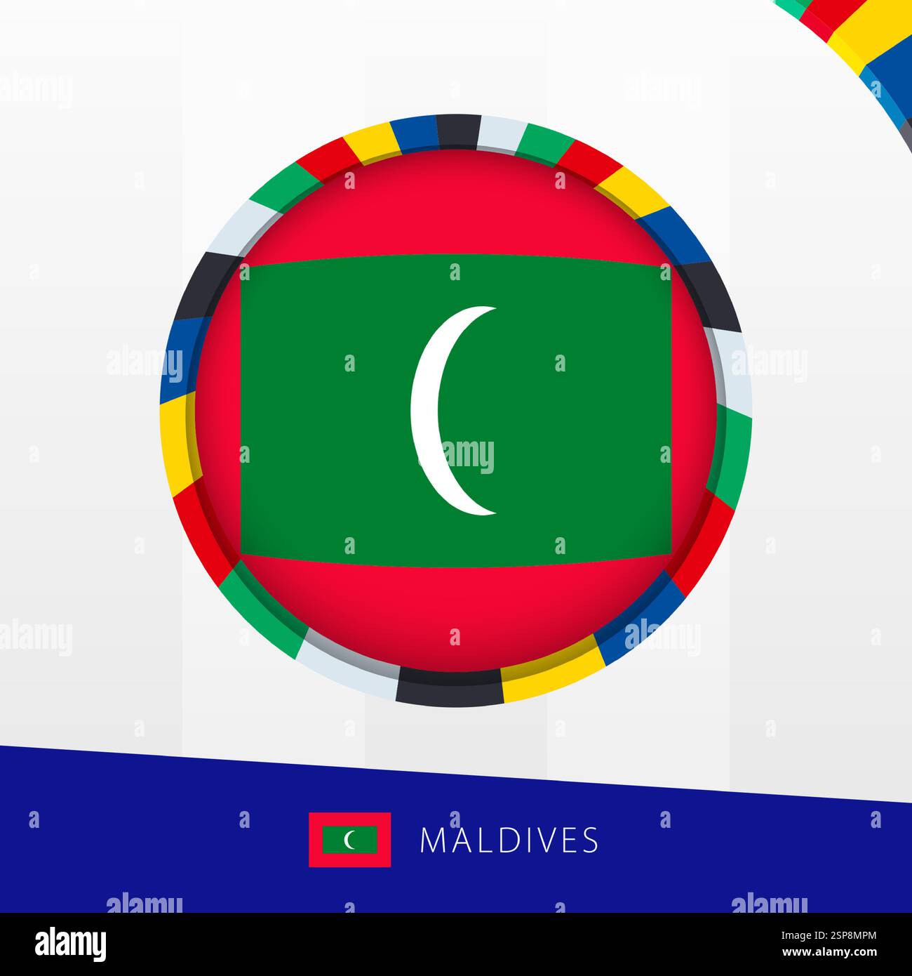 Maldives Flag with Colorful Circle Border. Vector icon Stock Vector ...