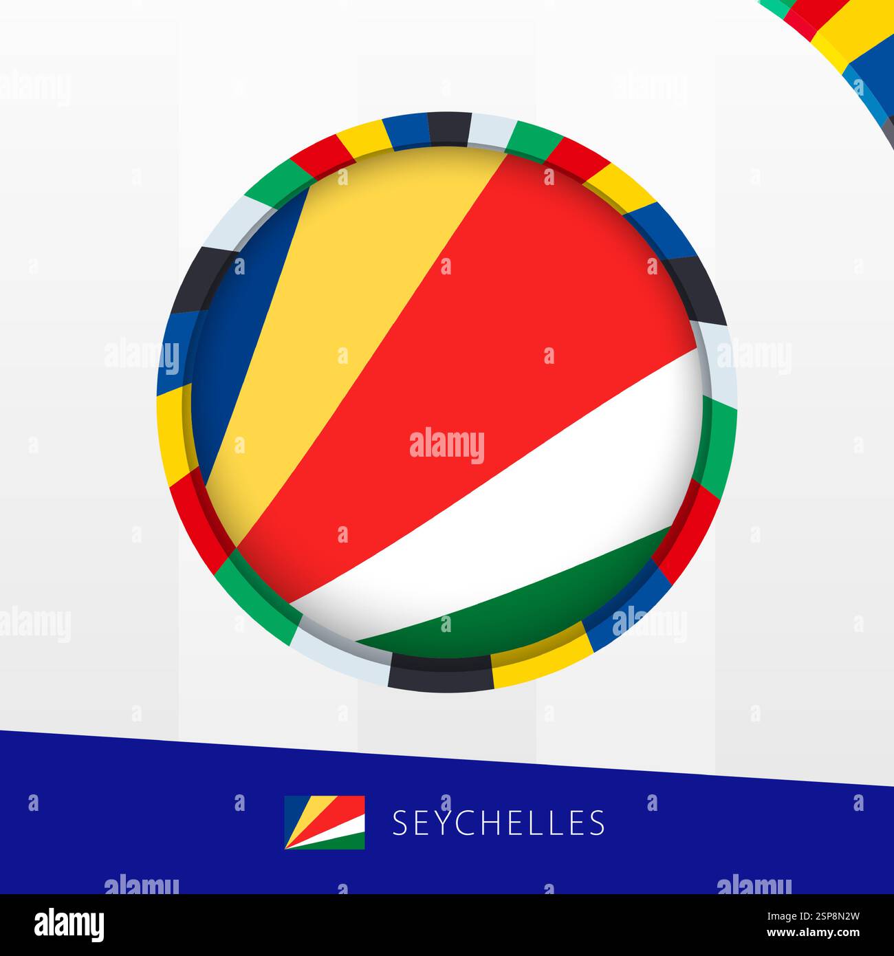 Seychelles Flag with Colorful Circle Border. Vector icon Stock Vector ...