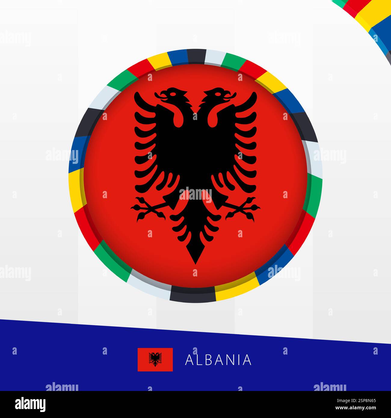Albania Flag with Colorful Circle Border. Vector icon Stock Vector ...