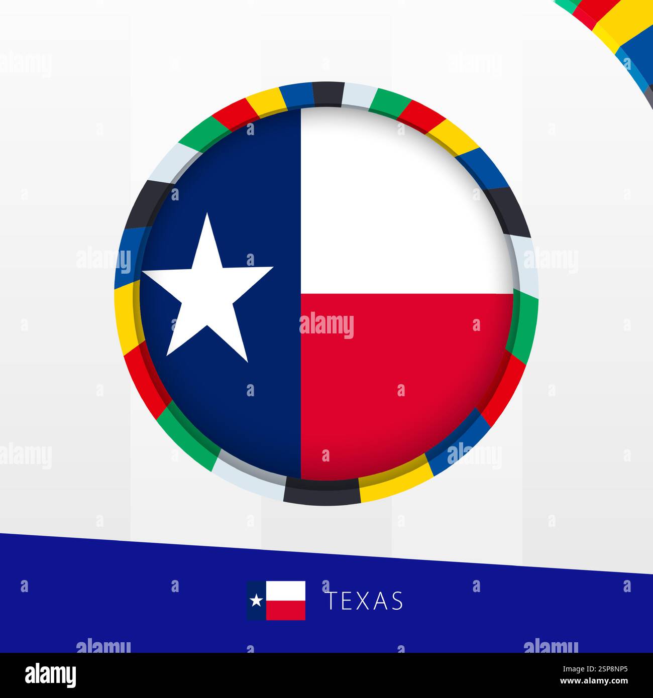 Texas Flag with Colorful Circle Border. Vector icon Stock Vector Image ...
