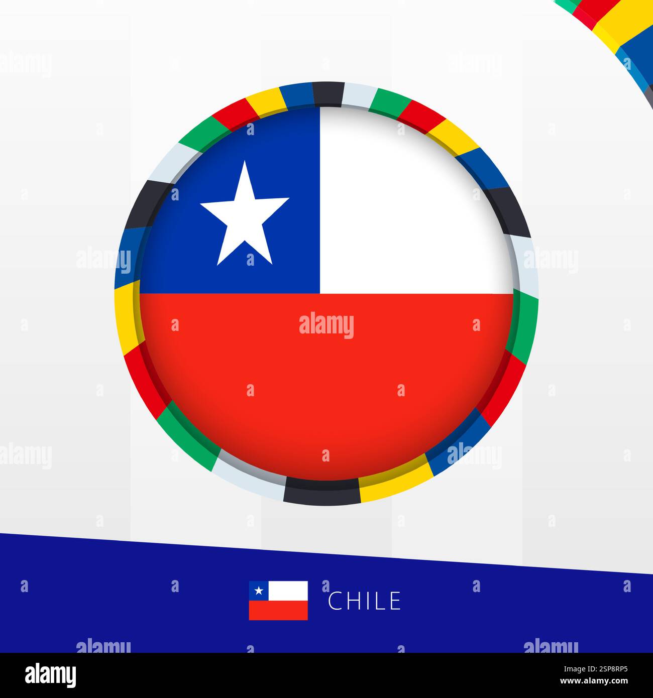 Chile Flag with Colorful Circle Border. Vector icon Stock Vector Image ...