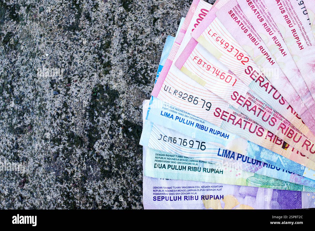 colorful Indonesian money neatly lined up various fractions Stock Photo ...