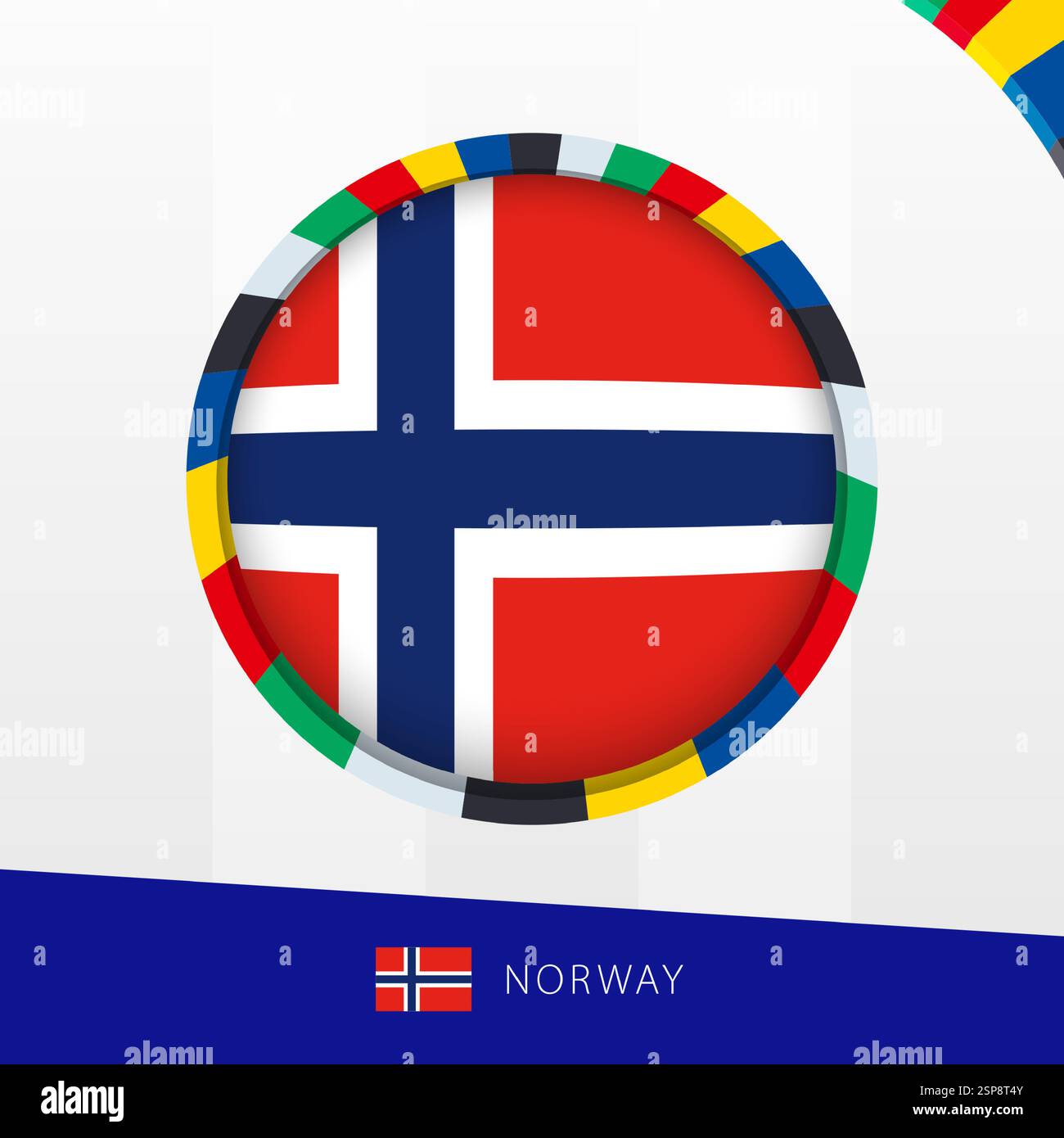 Norway Flag with Colorful Circle Border. Vector icon Stock Vector Image ...