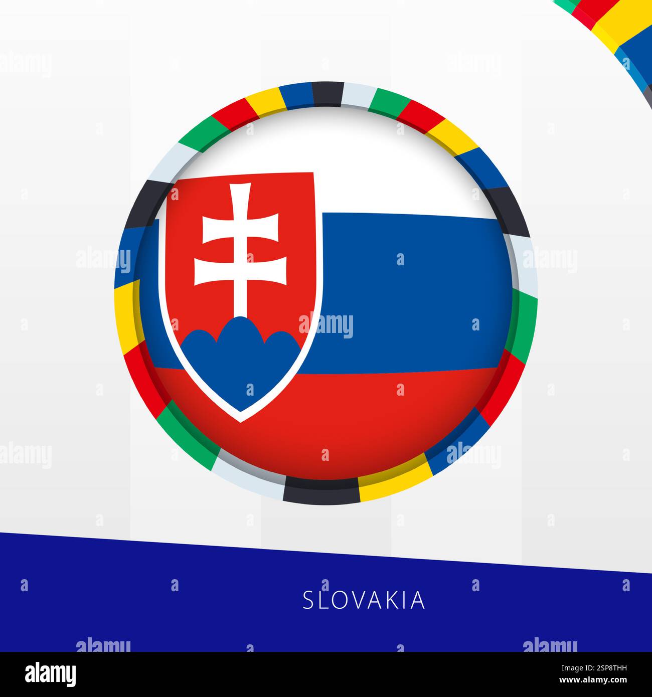 Slovakia Flag with Colorful Circle Border. Vector icon Stock Vector ...