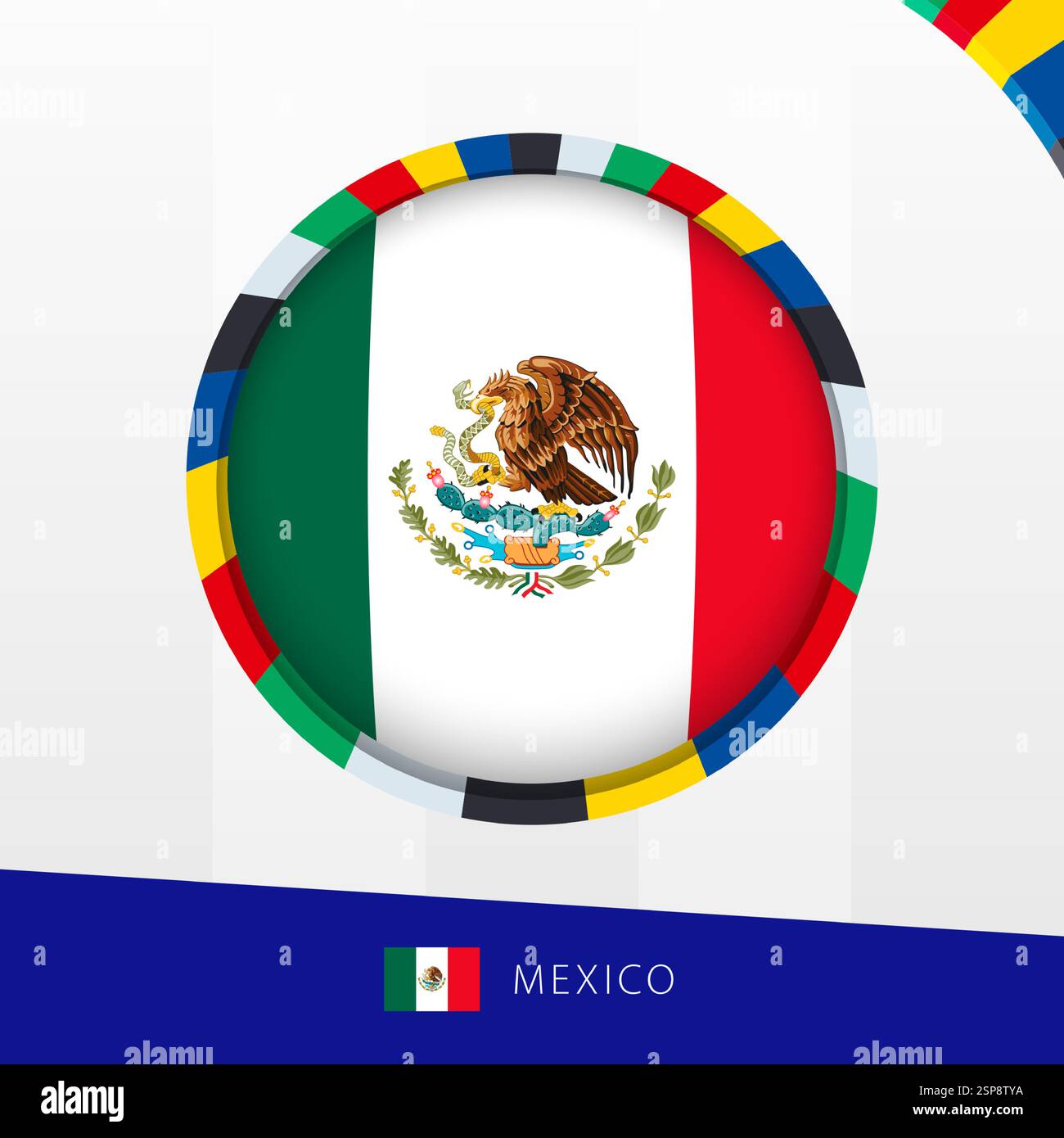Mexico Flag with Colorful Circle Border. Vector icon Stock Vector Image ...