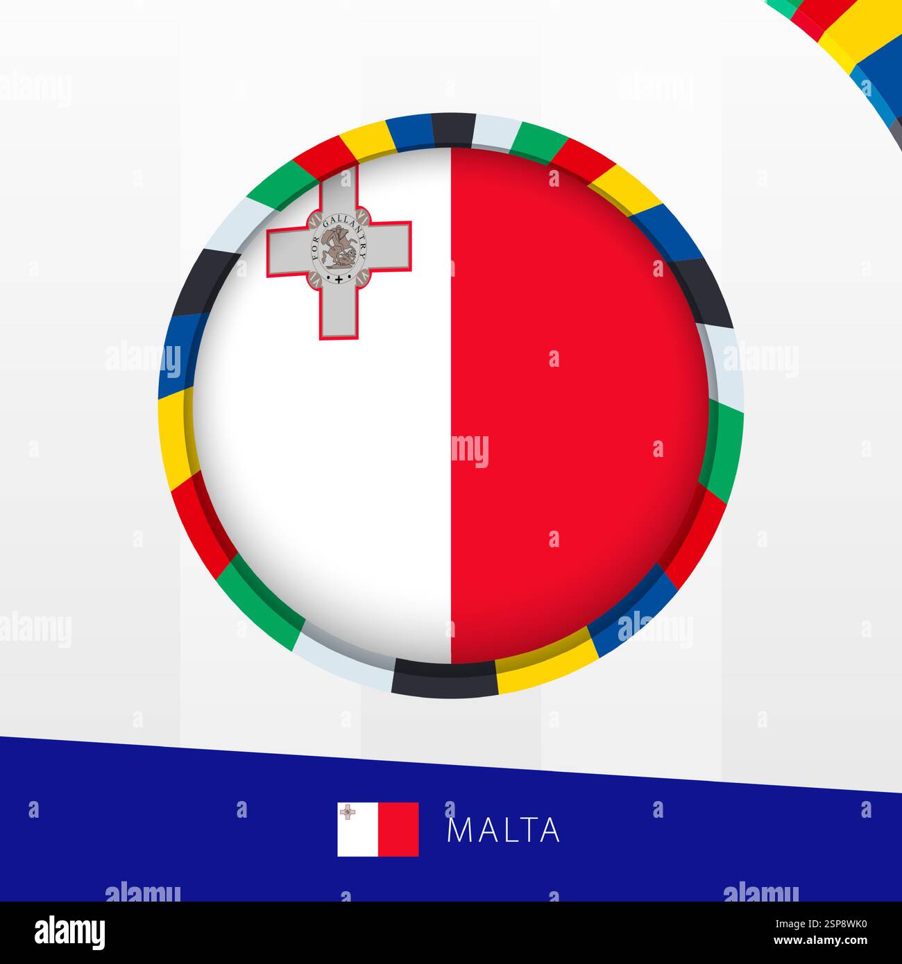 Malta Flag with Colorful Circle Border. Vector icon Stock Vector Image ...