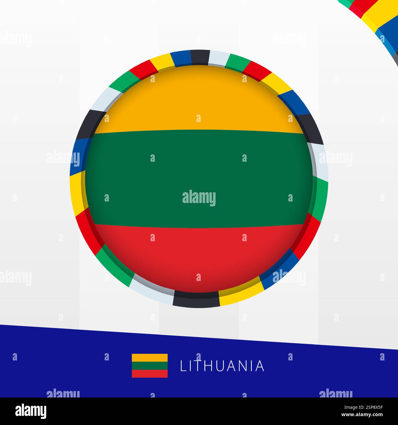 Lithuania Flag with Colorful Circle Border. Vector icon Stock Vector ...
