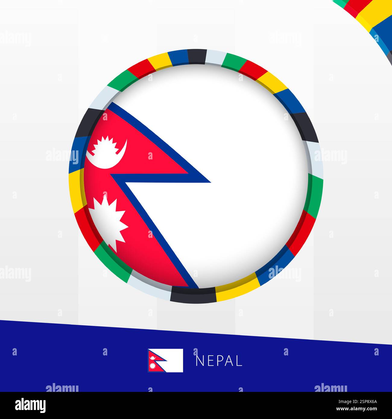 Nepal Flag with Colorful Circle Border. Vector icon Stock Vector Image ...