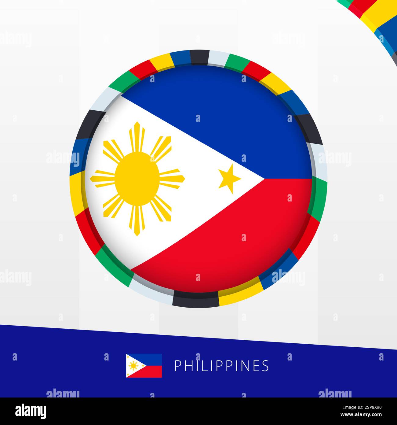 Philippines Flag with Colorful Circle Border. Vector icon Stock Vector ...