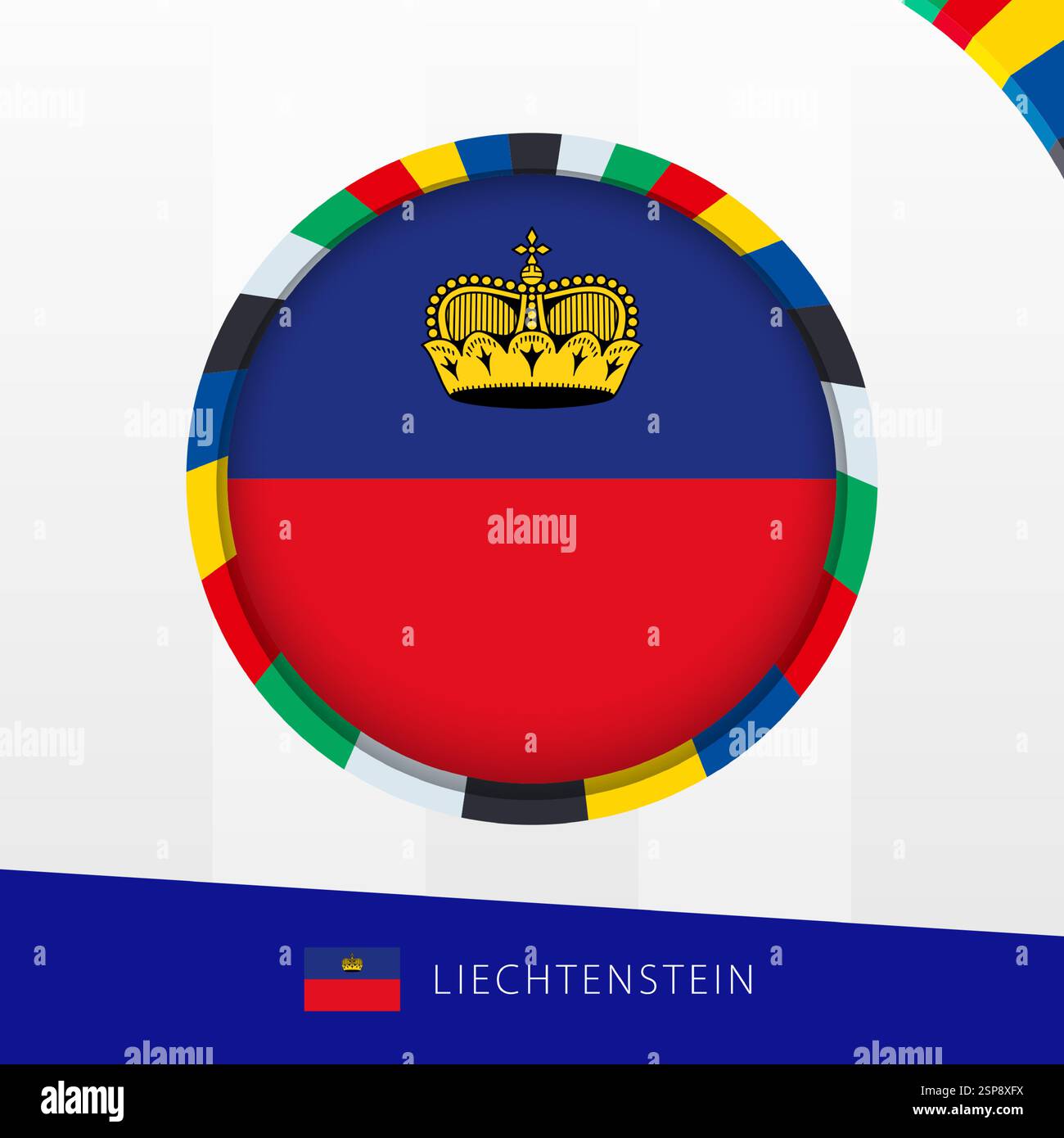 Liechtenstein Flag with Colorful Circle Border. Vector icon Stock ...