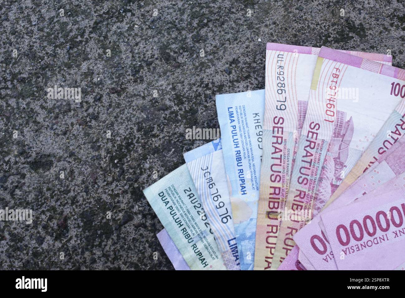 colorful Indonesian money neatly lined up various fractions Stock Photo ...