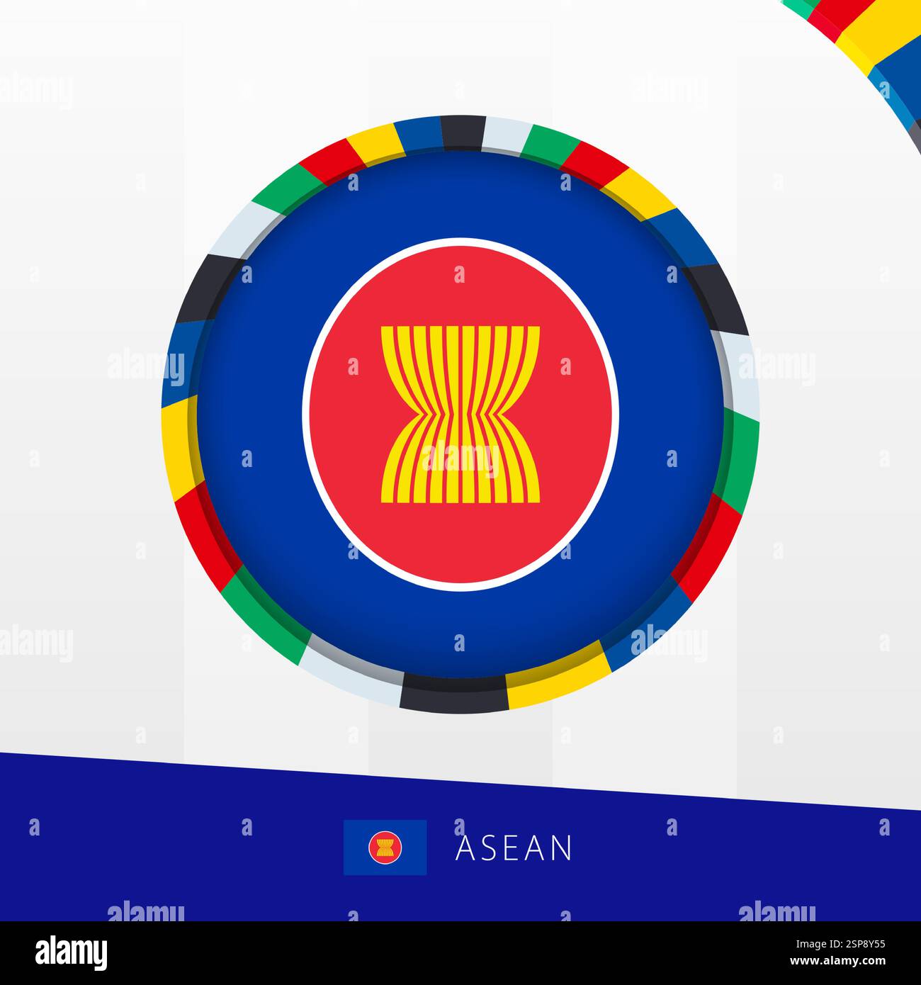 ASEAN Flag with Colorful Circle Border. Vector icon Stock Vector Image ...